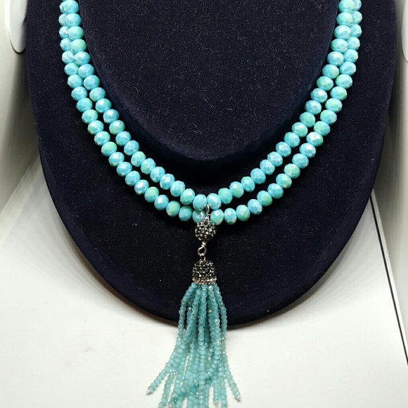 Jewelry | Doublestrand Firepolished Turquoise Crystal Neck | Poshmark